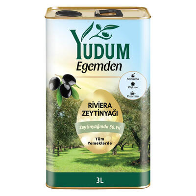 Yudum Egemden Riviera Zeytinyağı 3 lt Teneke 1 Koli (4 Adet) Riviera ...